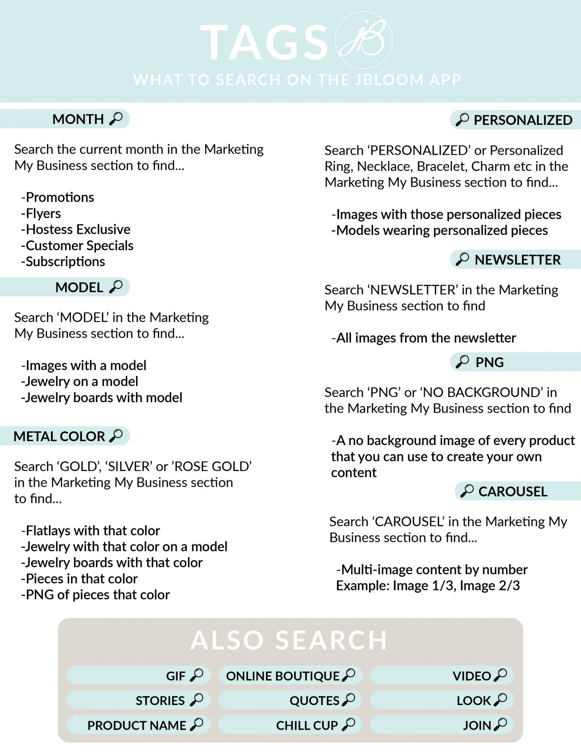 What tags should I search for on the APP? - JBloom Designs